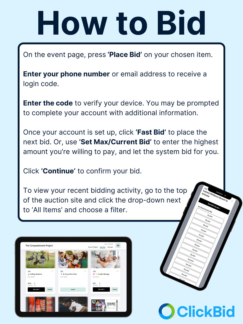 How To Bid Video and Written Instructions