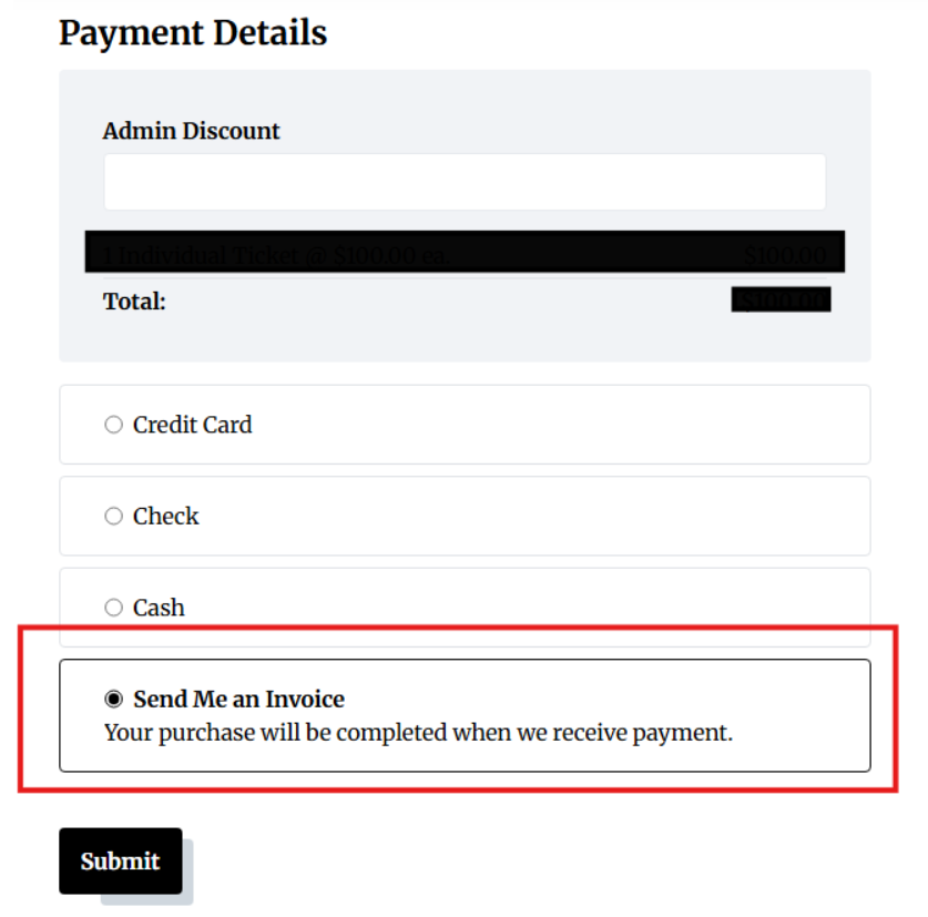 🧾 Send Invoice: Flexible Payment Option on the Ticket Page